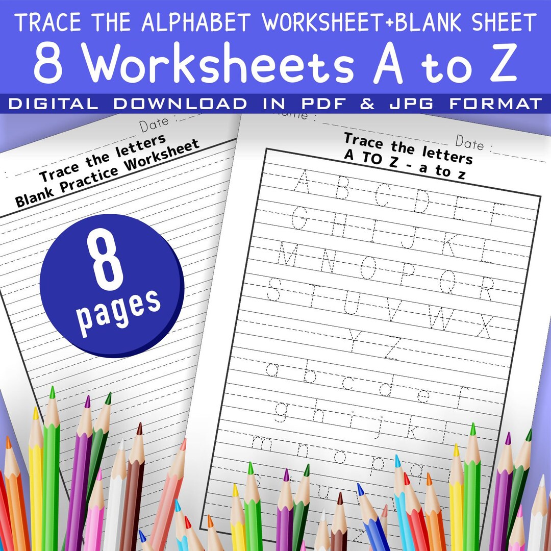 Printable 8 Trace the Alphabet Worksheets. 26 Upper & Lowercase ...