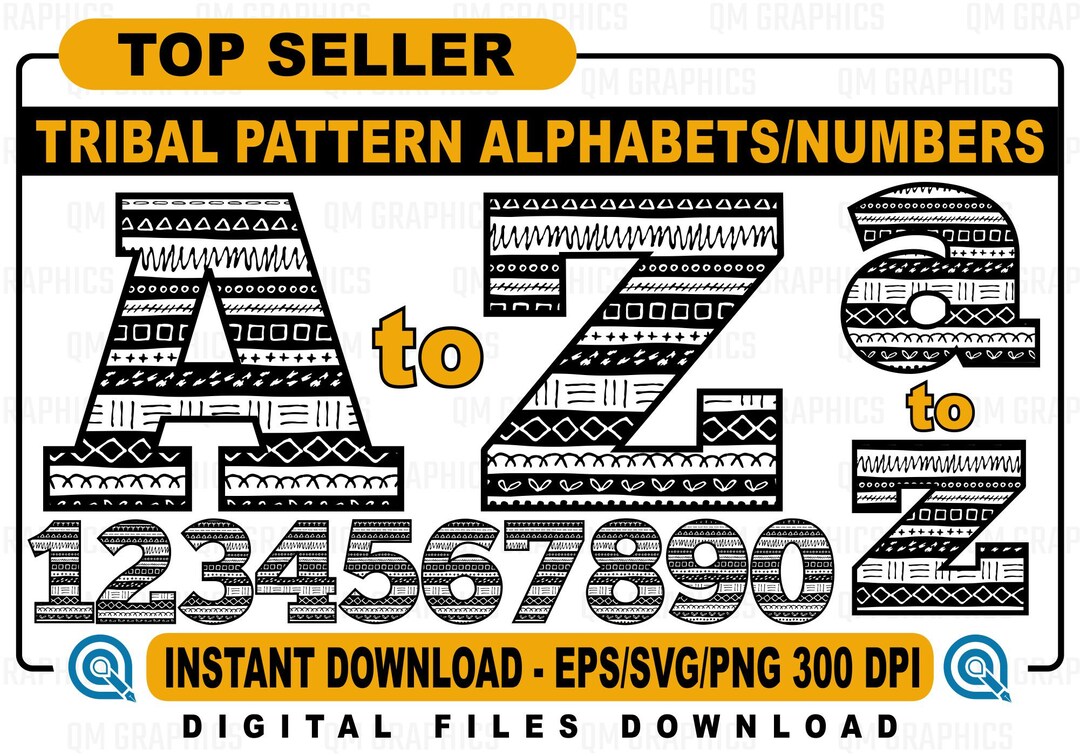 Tribal Pattern Alphabet Letters, Seamless Tribal, SVG Alphabet ...
