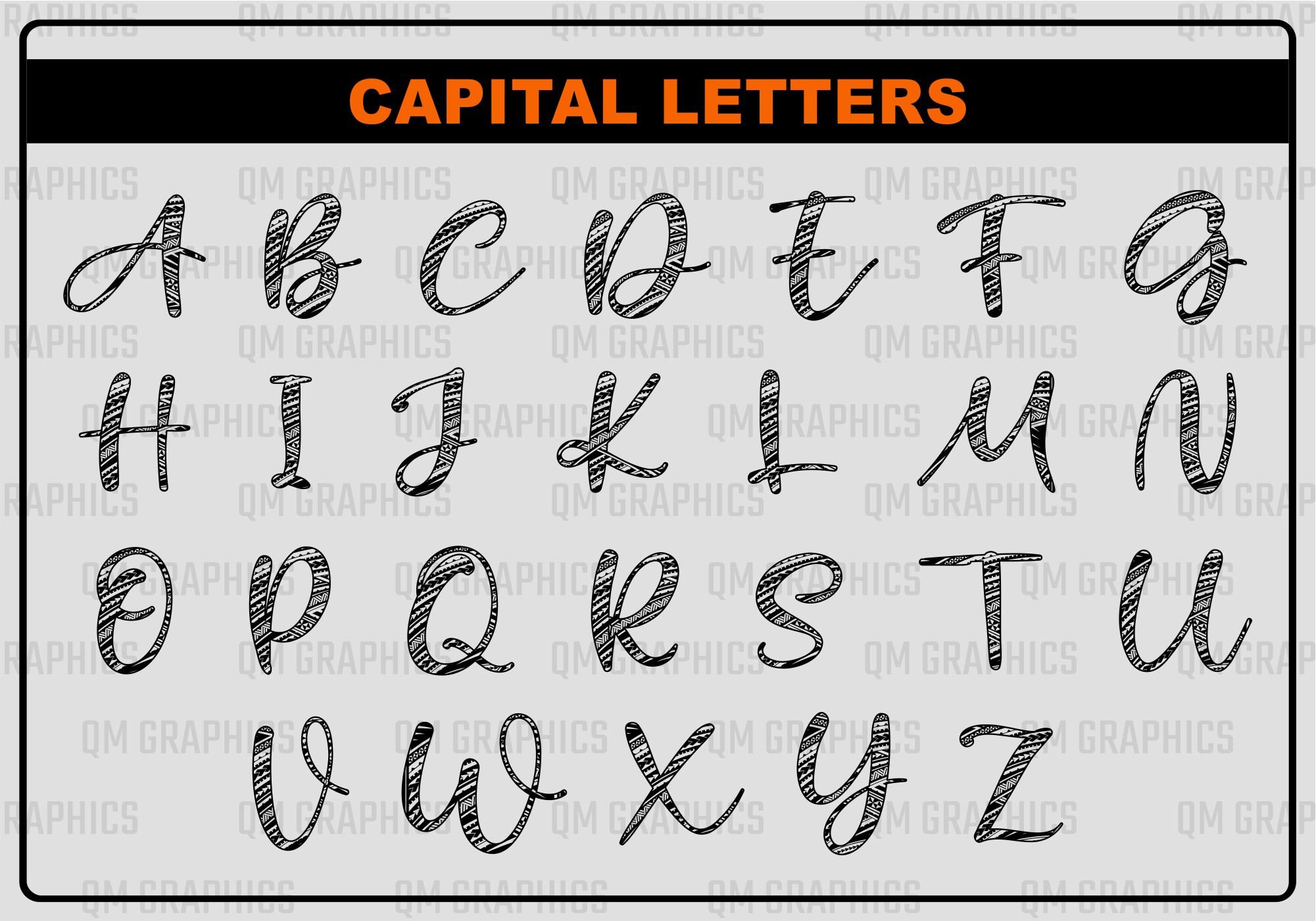 Cursive Maori Mandala, Polynesian Decor, Samoa Pattern, SVG Alphabet ...