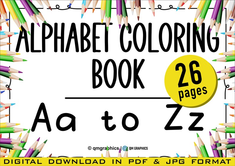 26 Printable Alphabet Coloring Pages Worksheets for Kids: - Etsy