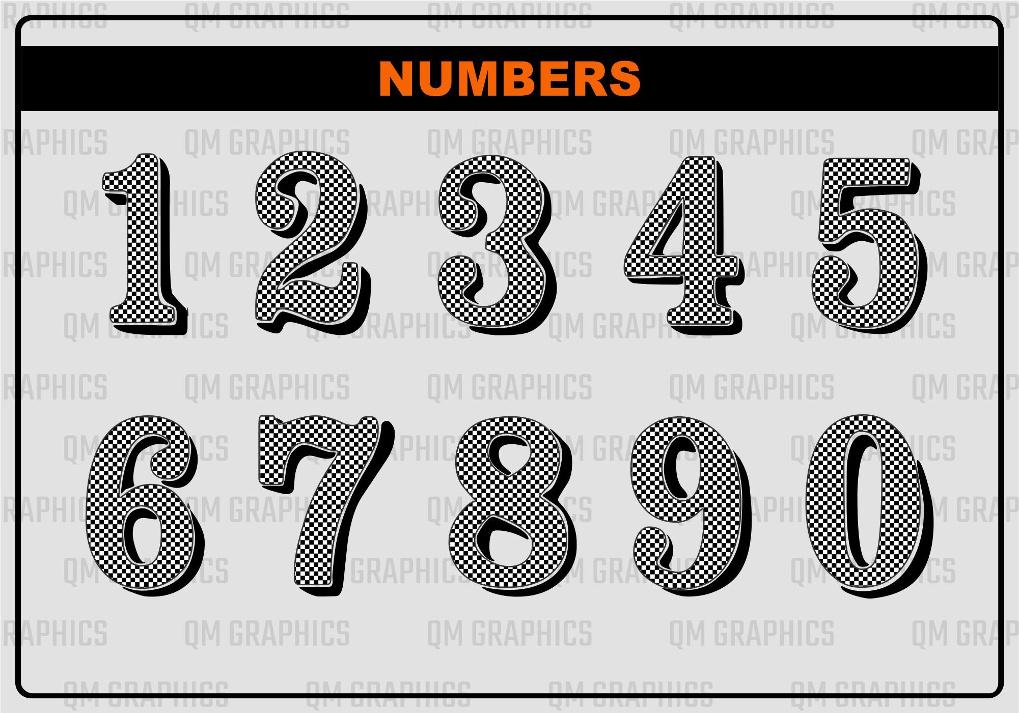 Checkered A-Z Monogram Alphabet and Numbers SVG Bundle, Checkered Svg ...