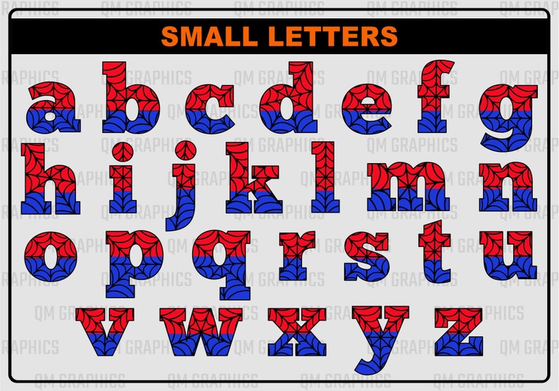Spider Man Alphabet, A to Z Decor, Alphabet Decals, Alphabet Digital ...