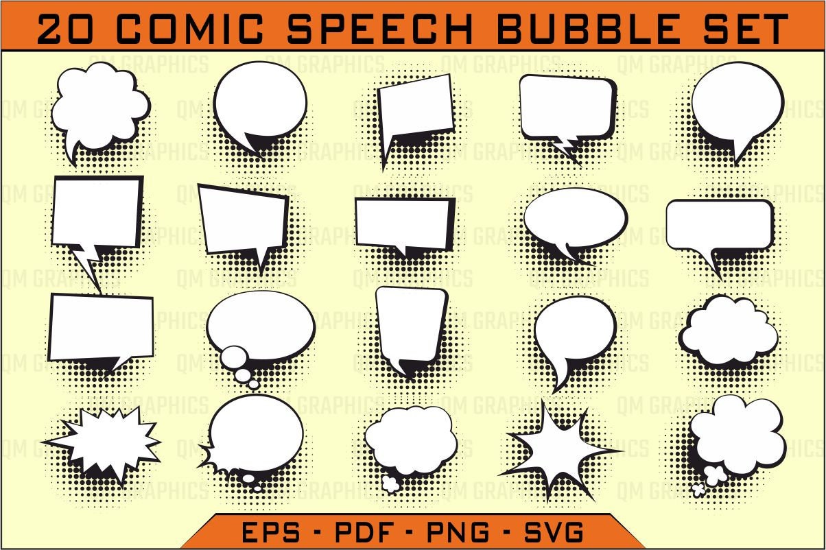 Comic Speech Bubbles Svg, Cut Files, Speech Bubble, Retro Speech, Boom ...