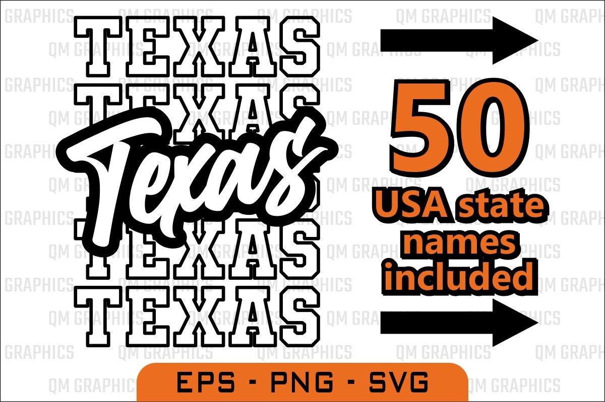 50 USA States SVG Bundle Stacked Wavy Text Bundle Wavy Font USA States ...