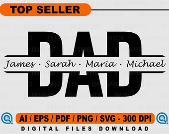 Dad SVG, Father Svg, Father's Day SVG, Dad Split Name Frame Svg, Dad ...