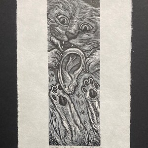 Vincent's Cat - Chiaroscuro Woodcut Print - Etsy