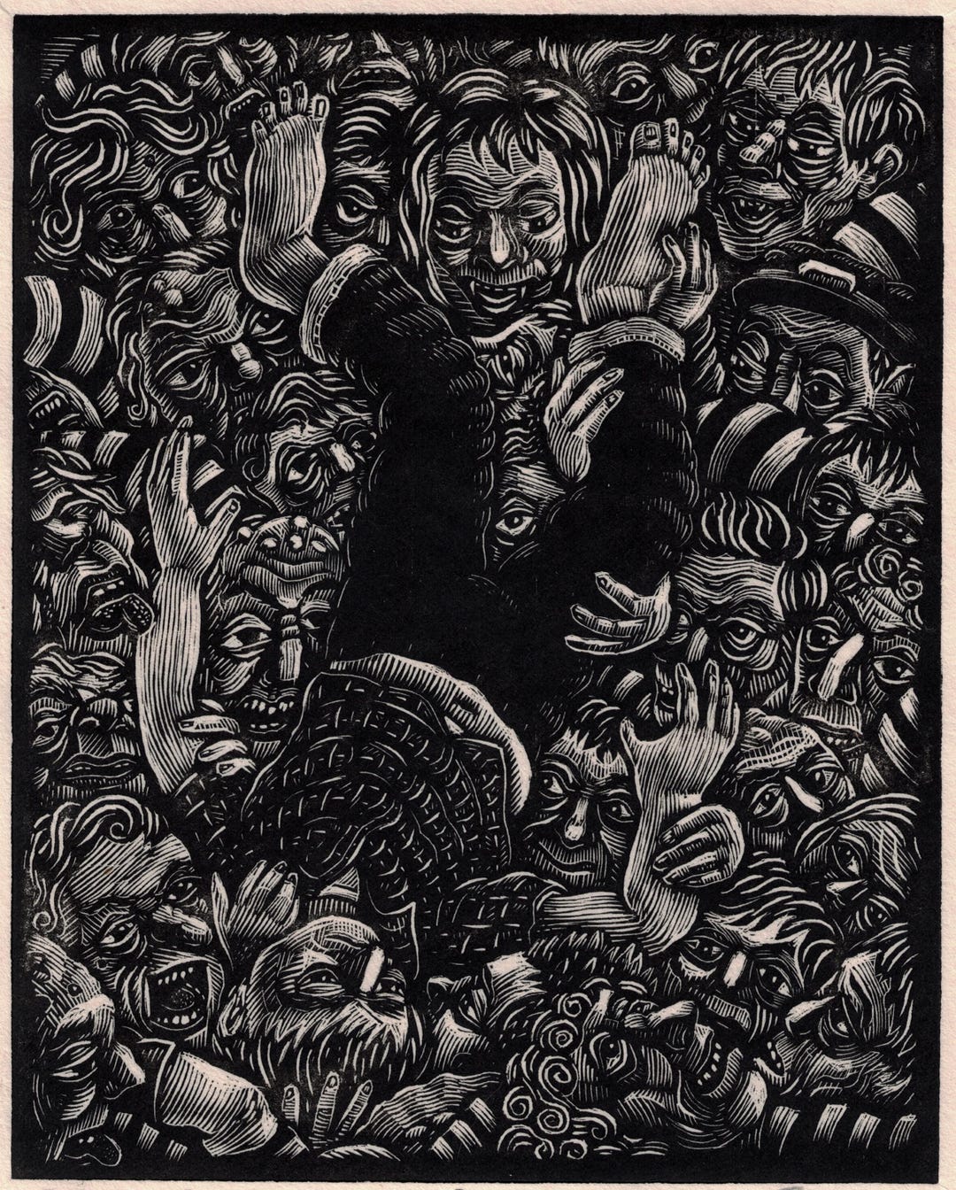 The Burden - Wood Engraving Print - 5x4" - Printed on Buff-toned Rice ...