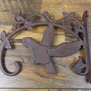 Cast Iron 10.75" X 8.75" HUMMINGBIRD Design Plant Hook Holder Hanger ...