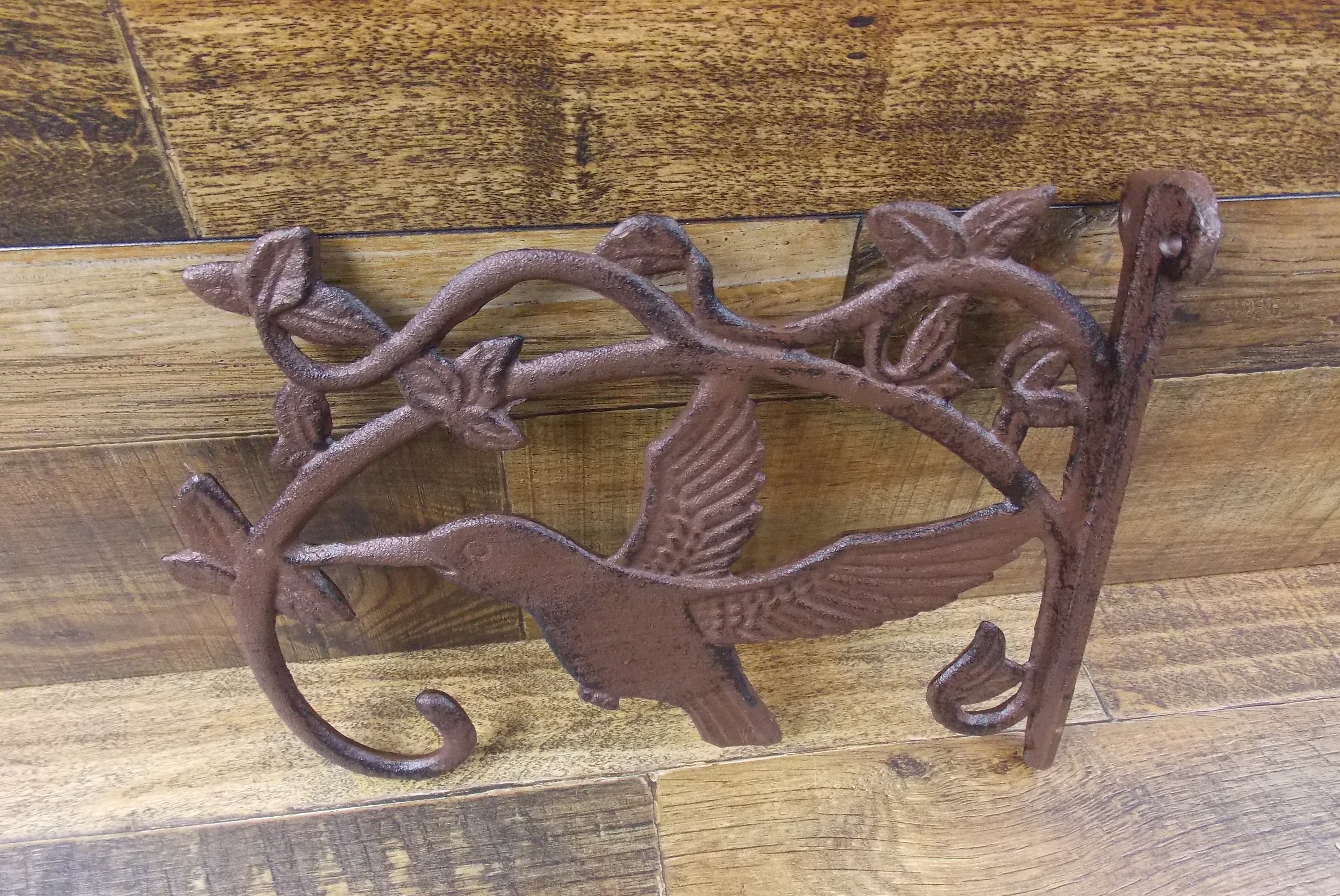 Cast Iron 10.75 X 8.75 HUMMINGBIRD Design Plant Hook Holder Hanger ...
