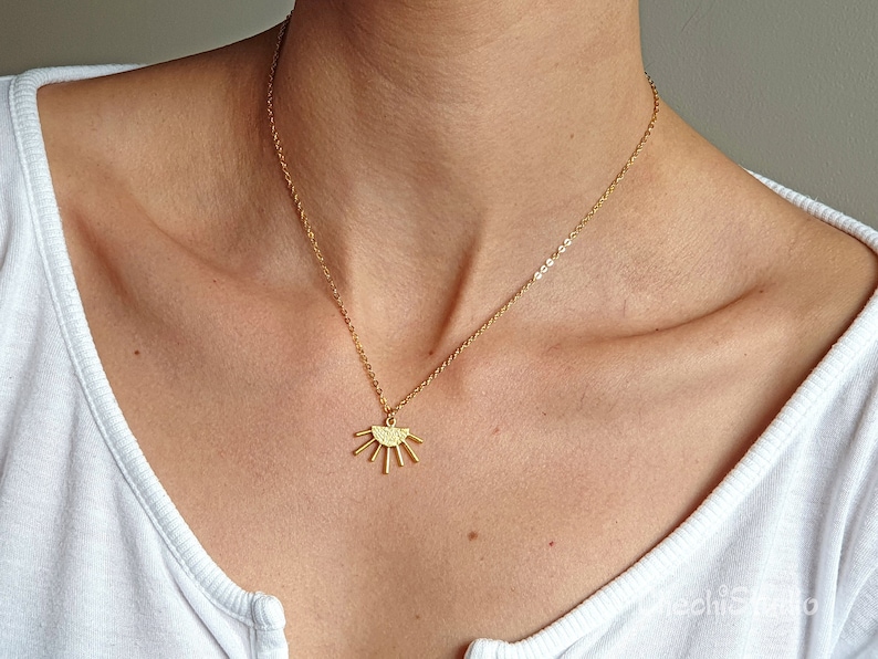 Dainty Gold Sun Necklace Dainty Gold Necklace Sunshine - Etsy