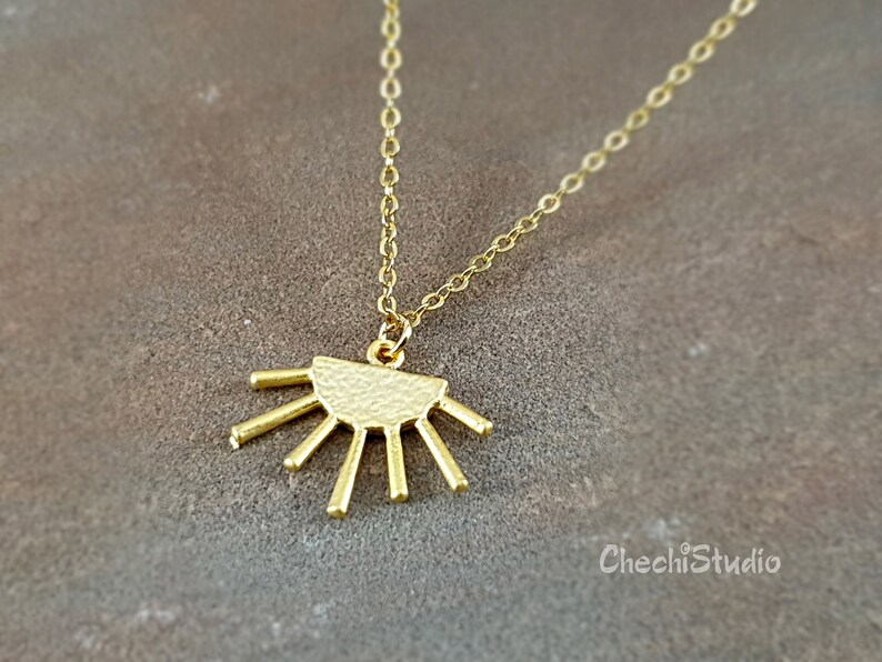 Dainty Gold Sun Necklace Dainty Gold Necklace Sunshine - Etsy