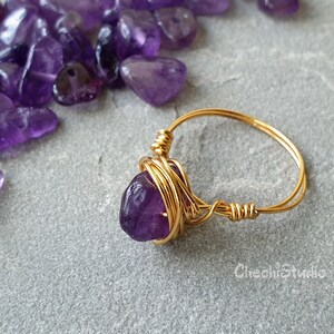 Amethyst Ring Wire Wrap Ring February Birthstone Amethyst - Etsy UK