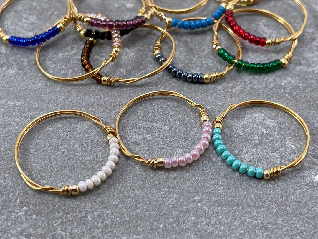 Beaded Wire Wrapped Ring, 22k Gold Plated - Etsy
