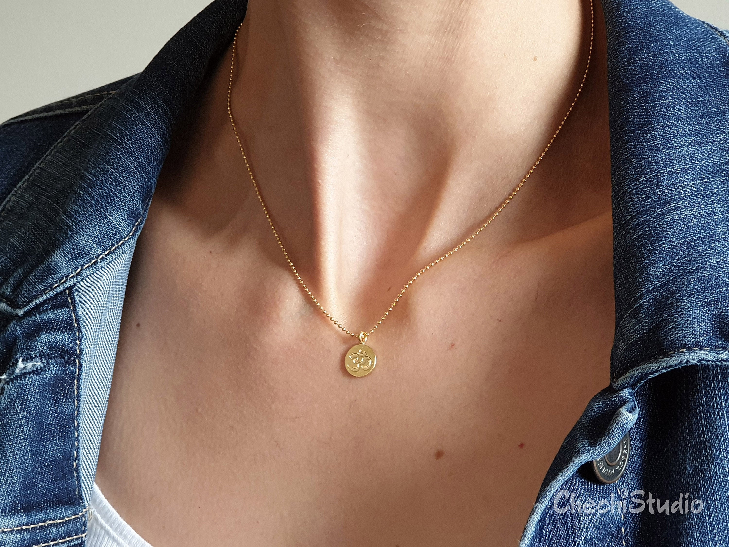 Dainty Om Necklace Etsy
