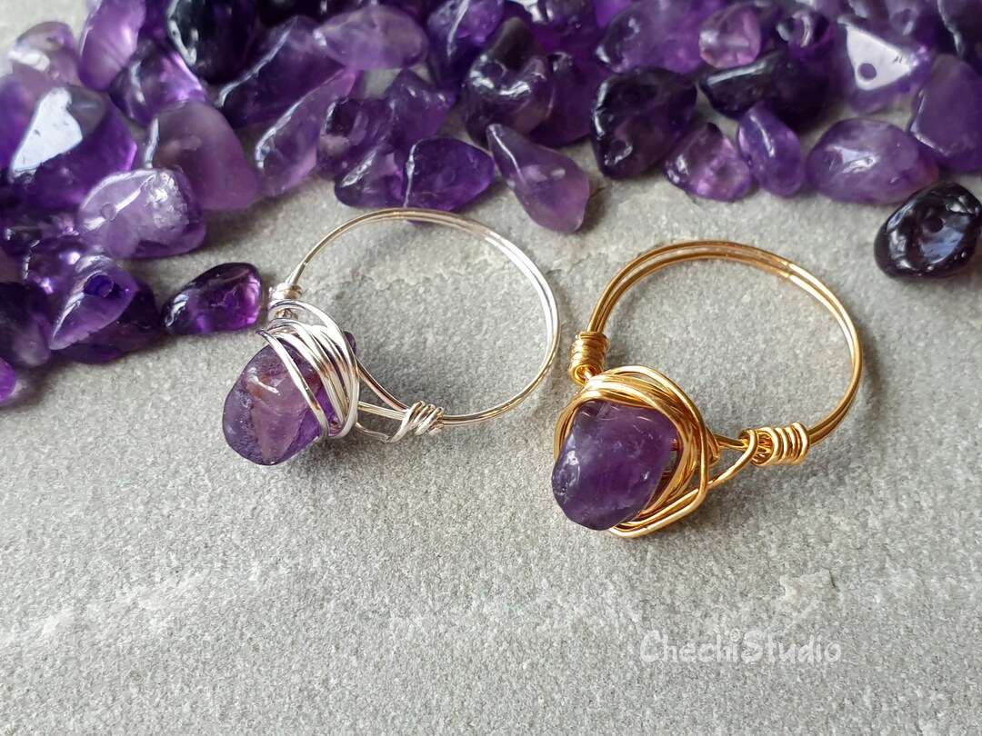 Amethyst Ring Wire Wrap Ring February Birthstone Amethyst - Etsy UK