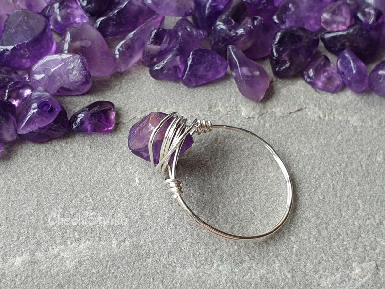 Amethyst Ring Wire Wrap Ring February Birthstone Amethyst - Etsy UK
