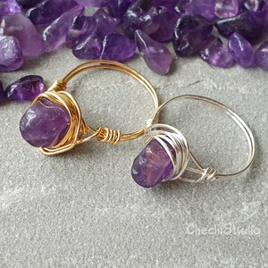 Amethyst Ring Wire Wrap Ring February Birthstone Amethyst - Etsy UK