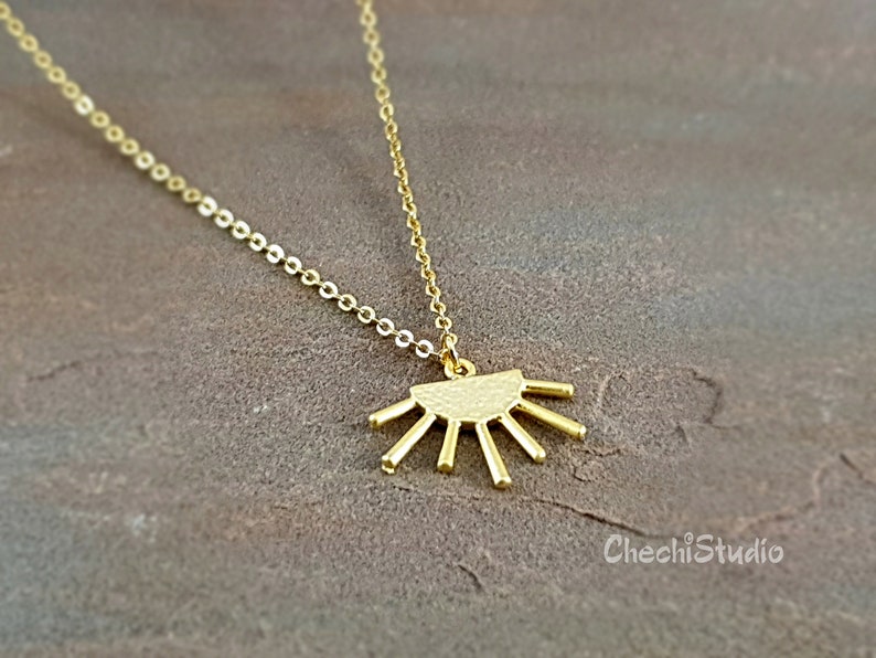 Dainty Gold Sun Necklace Dainty Gold Necklace Sunshine - Etsy