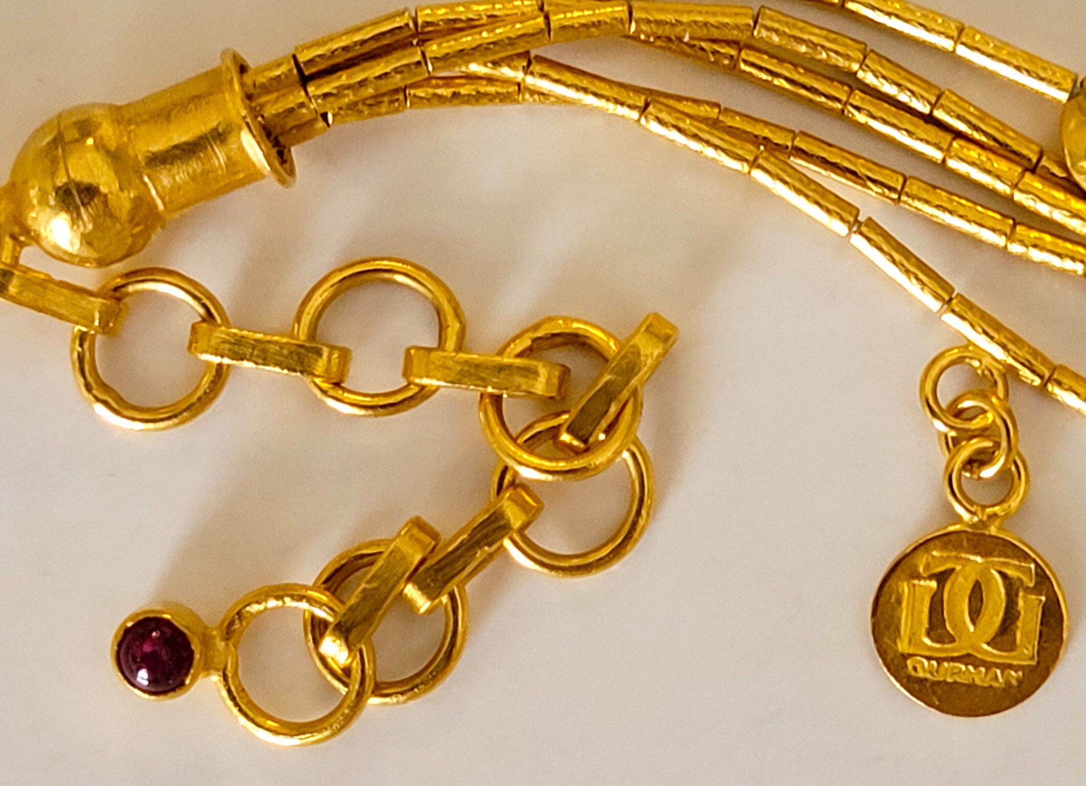 Gurhan 24K Yellow Gold 38 Grams Ruby 5-strand Rain Lentil 15.5"-18 ...