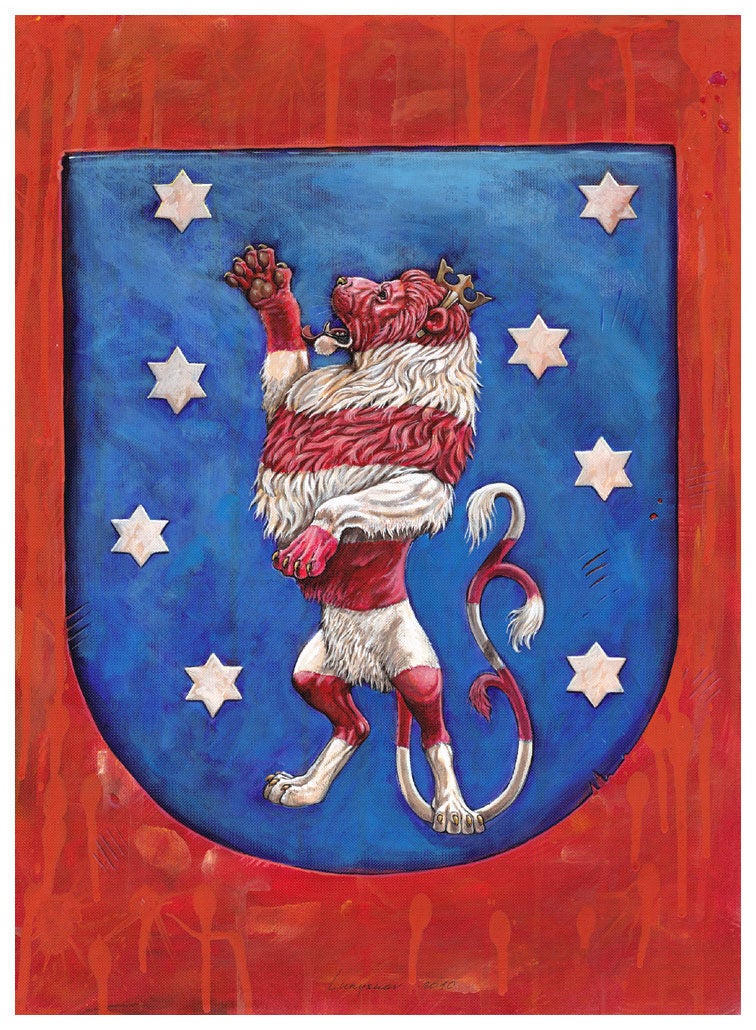 German Coat of Arms Thuringia. Heraldic Illustration With Lion ...