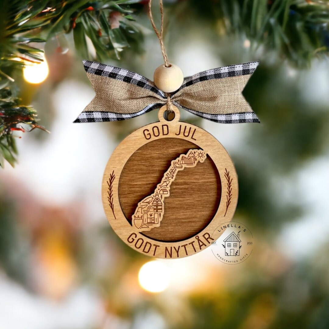 Wooden Norway Ornament, Christmas Ornament, Norway Landmark Map, God ...