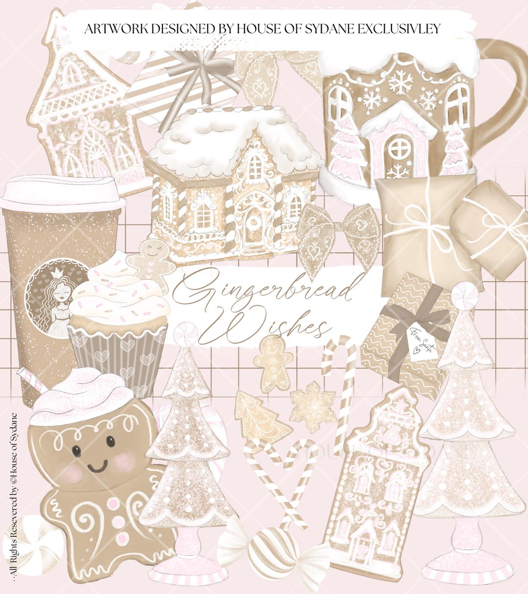 GINGERBREAD WISHES Clipart//digital Stickers/christmas Bundle ...