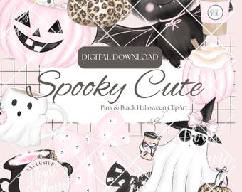 Spooky Cute Clipart Set: Digital Stickers, Halloween Bundle, Pumpkins ...