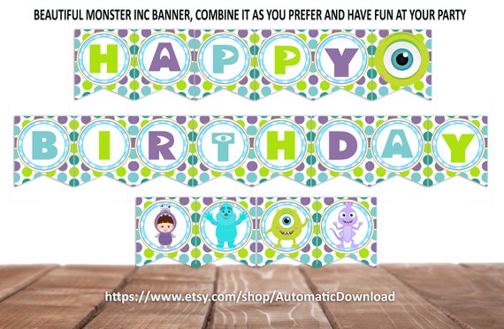 INSTANT DOWNLOAD Monster Banner Monster Inc Party - Etsy