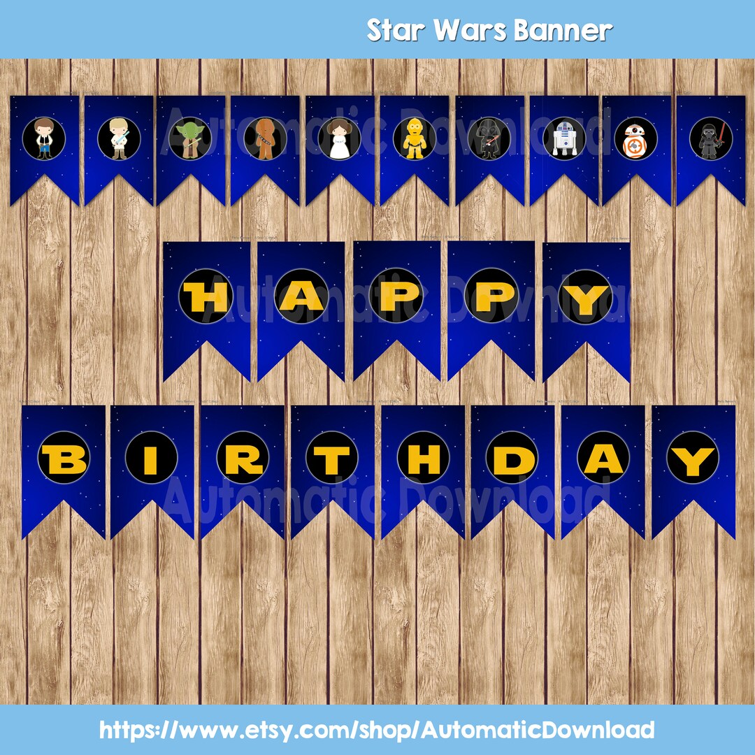 Star Wars Banner, Party Boys, Party Birthday, Digital Banner Galaxy ...