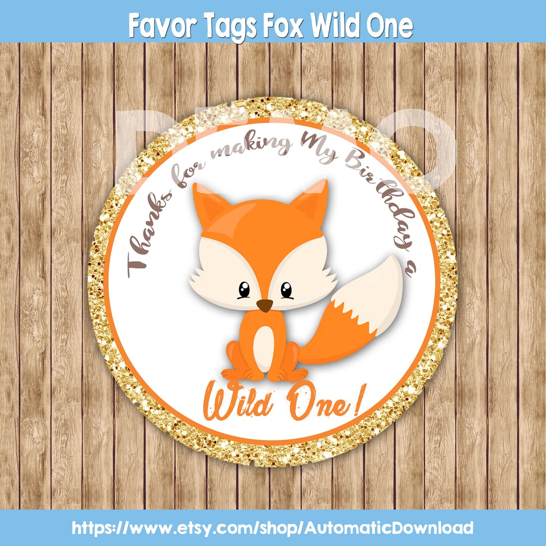 Favor Tags Fox Wild One Fox Thank Tags Wild One Thank Tags - Etsy