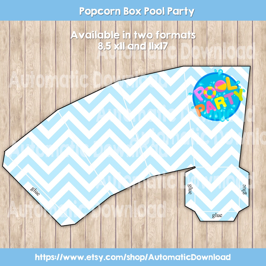 Popcorn Box Pool Party, Birthday Party, Pool Party Decor, Poll Party ...