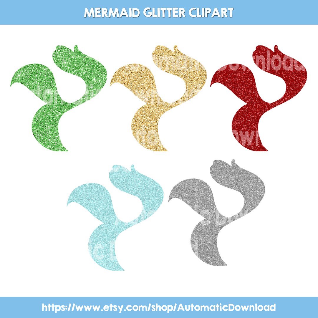 Mermaid Glitter Clipart, Mermaid Tail Clipart, Little Mermaid Clipart ...