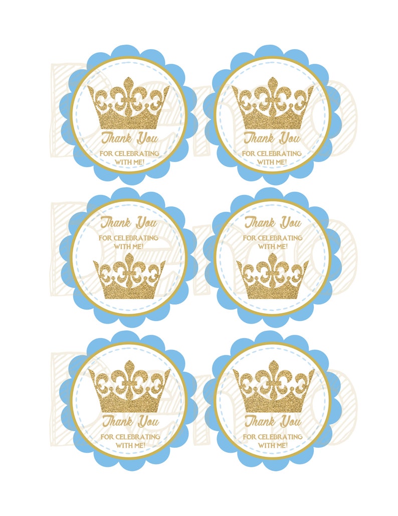 Prince Favor Tags, Blue and Gold, Royal Favor Tags, Prince Tags, Royal ...