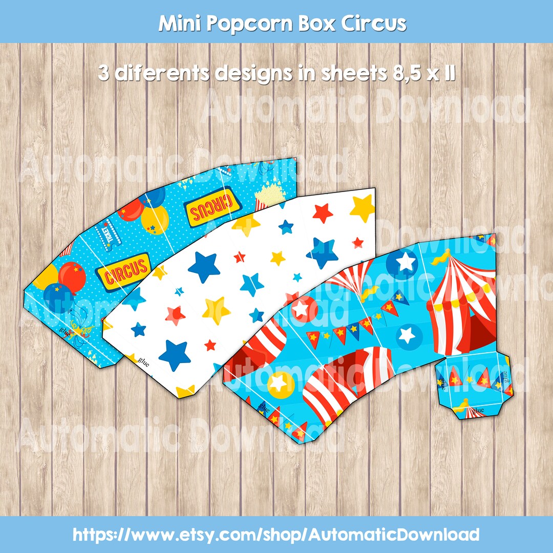 Mini Popcorn Box Circus, Circus Party, Circus Decor, Circus Birthday ...