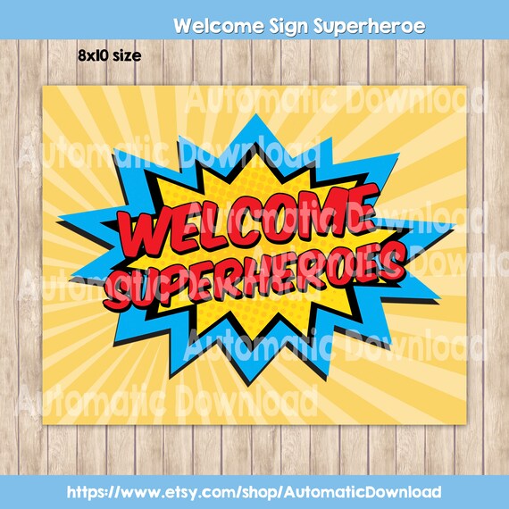 Welcome Sign Superheroes Party Birthday Party Decor | Etsy