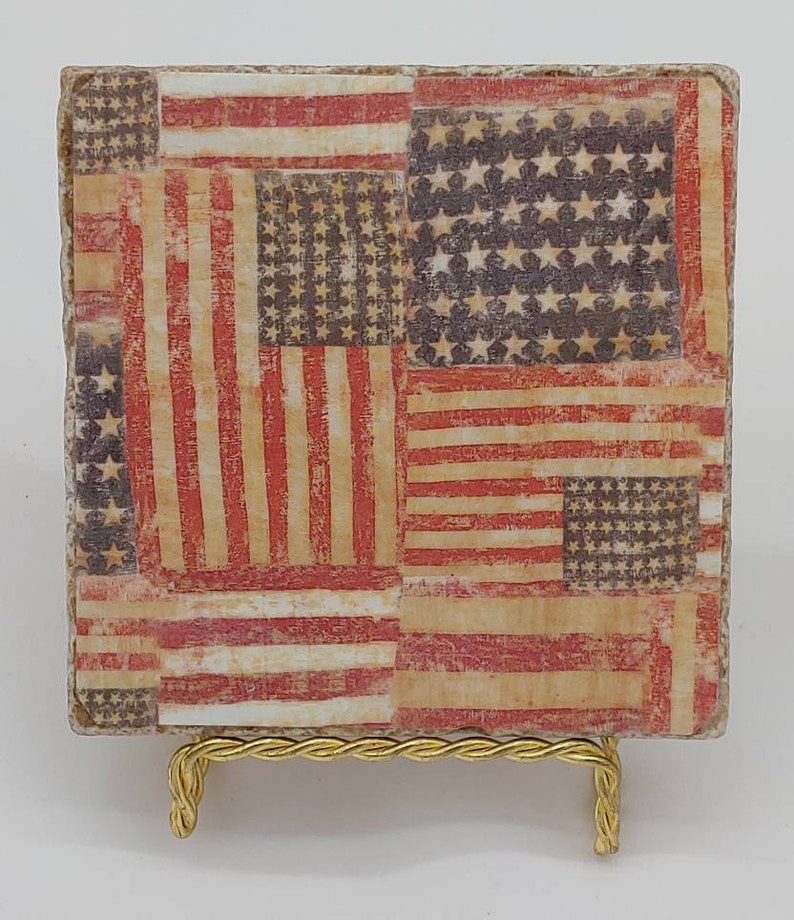 Patriotic Coaster Set American Flag Cup Holders Natural - Etsy