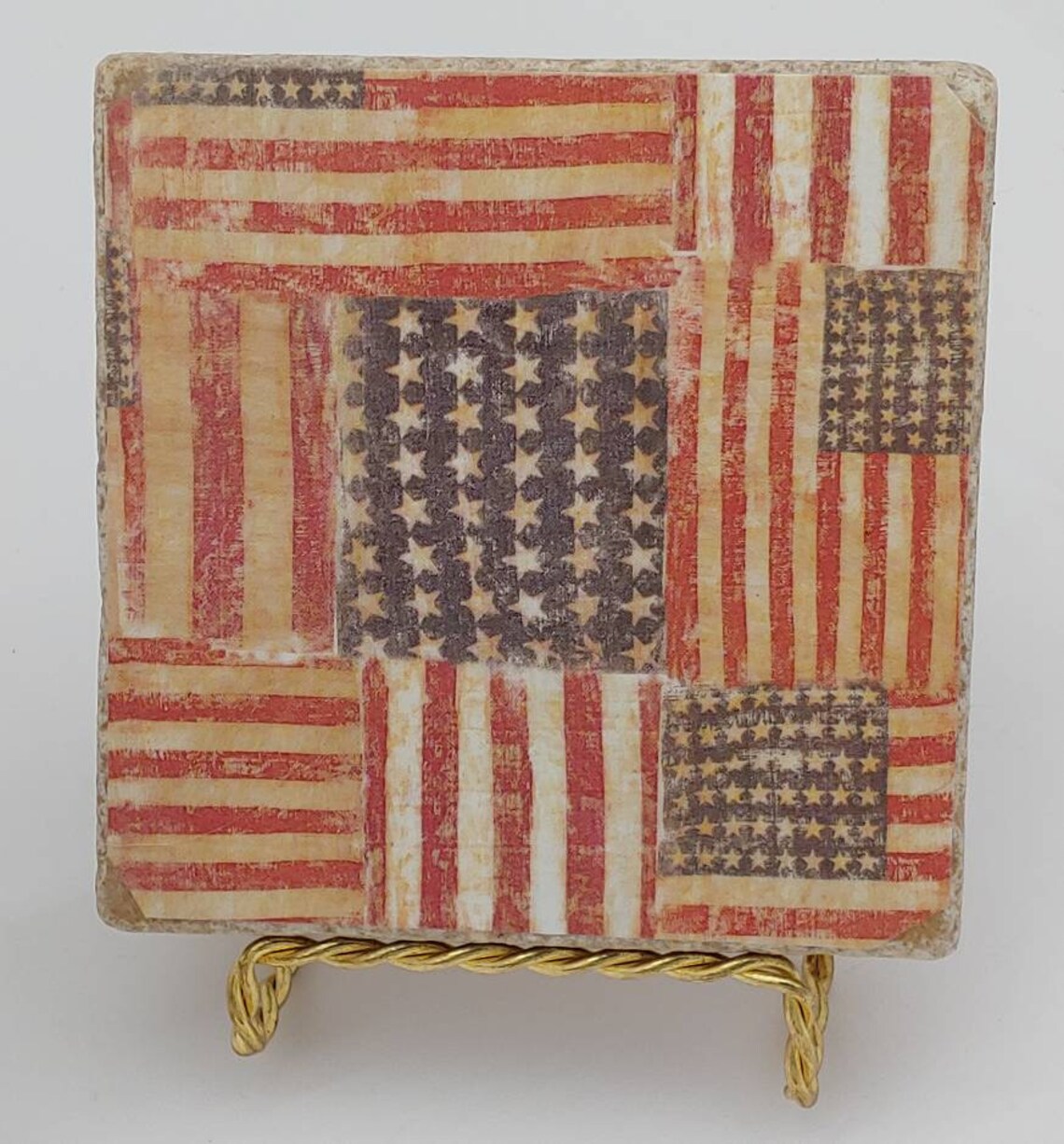 Patriotic Coaster Set American Flag Cup Holders Natural - Etsy