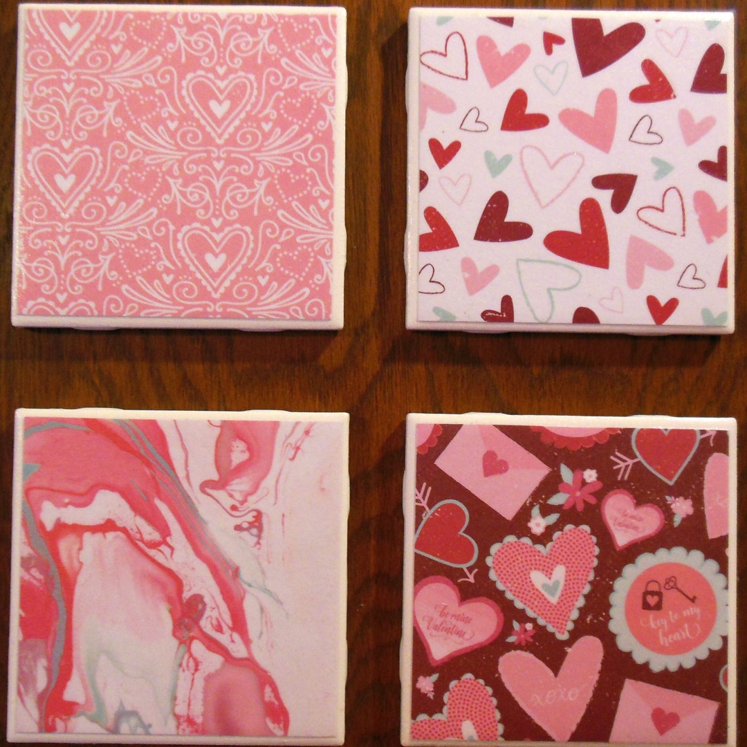 Valentines Day Coasters, Valentine's Gifts, Heart Cup Holders, Ceramic ...