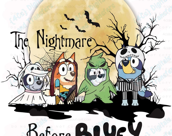 The Nightmare Before Bluey DTF Transfer Ready to Press Made to Order ...