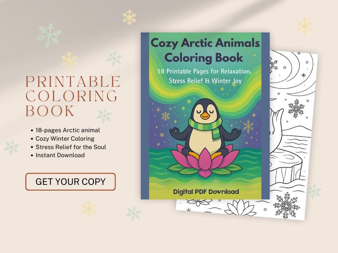 Arctic Animals Coloring Book | Winter Stress Relief (digital Download ...