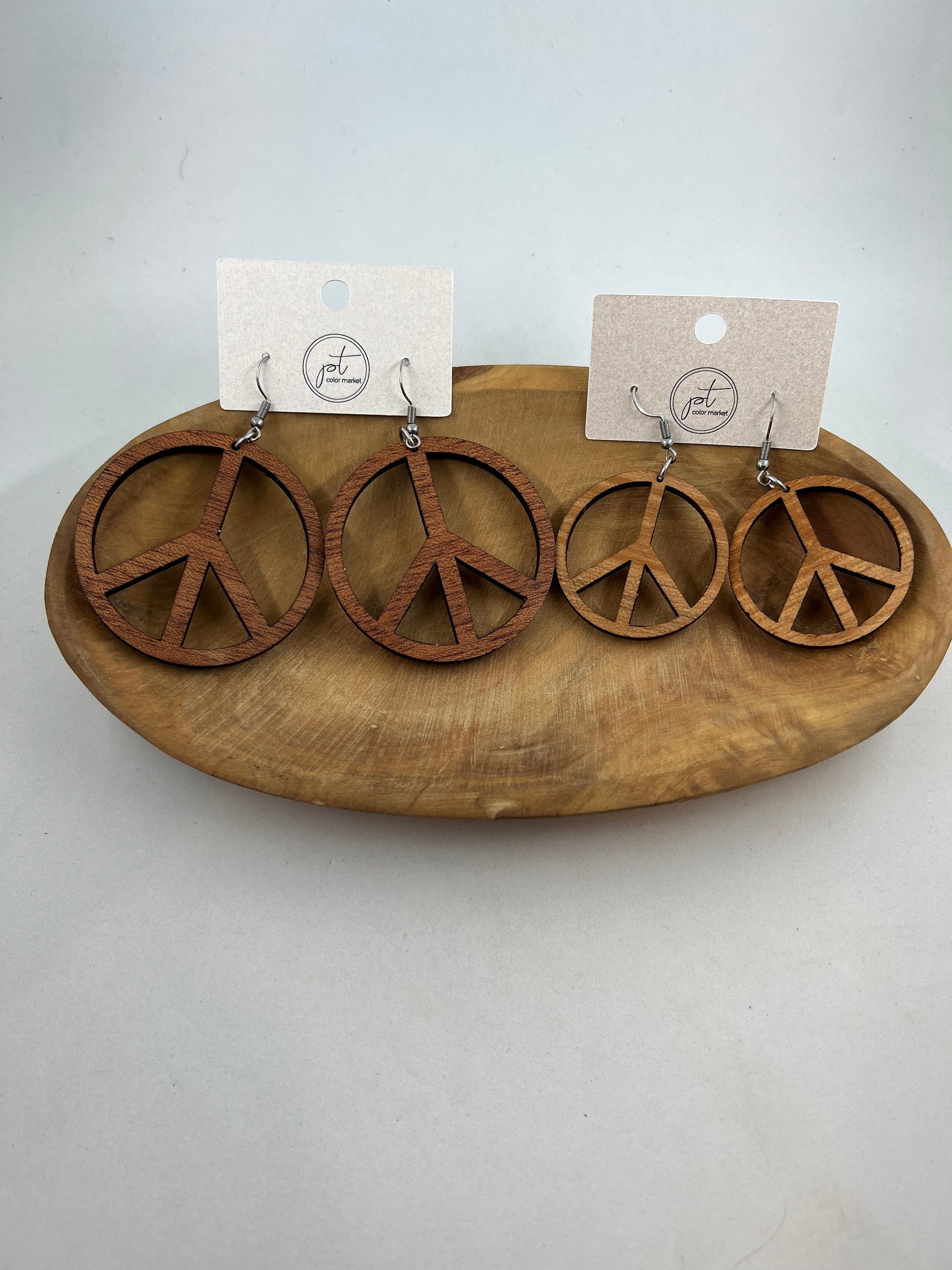 Wooden Peace Sign Earrings Peace Sign Earrings Peace - Etsy