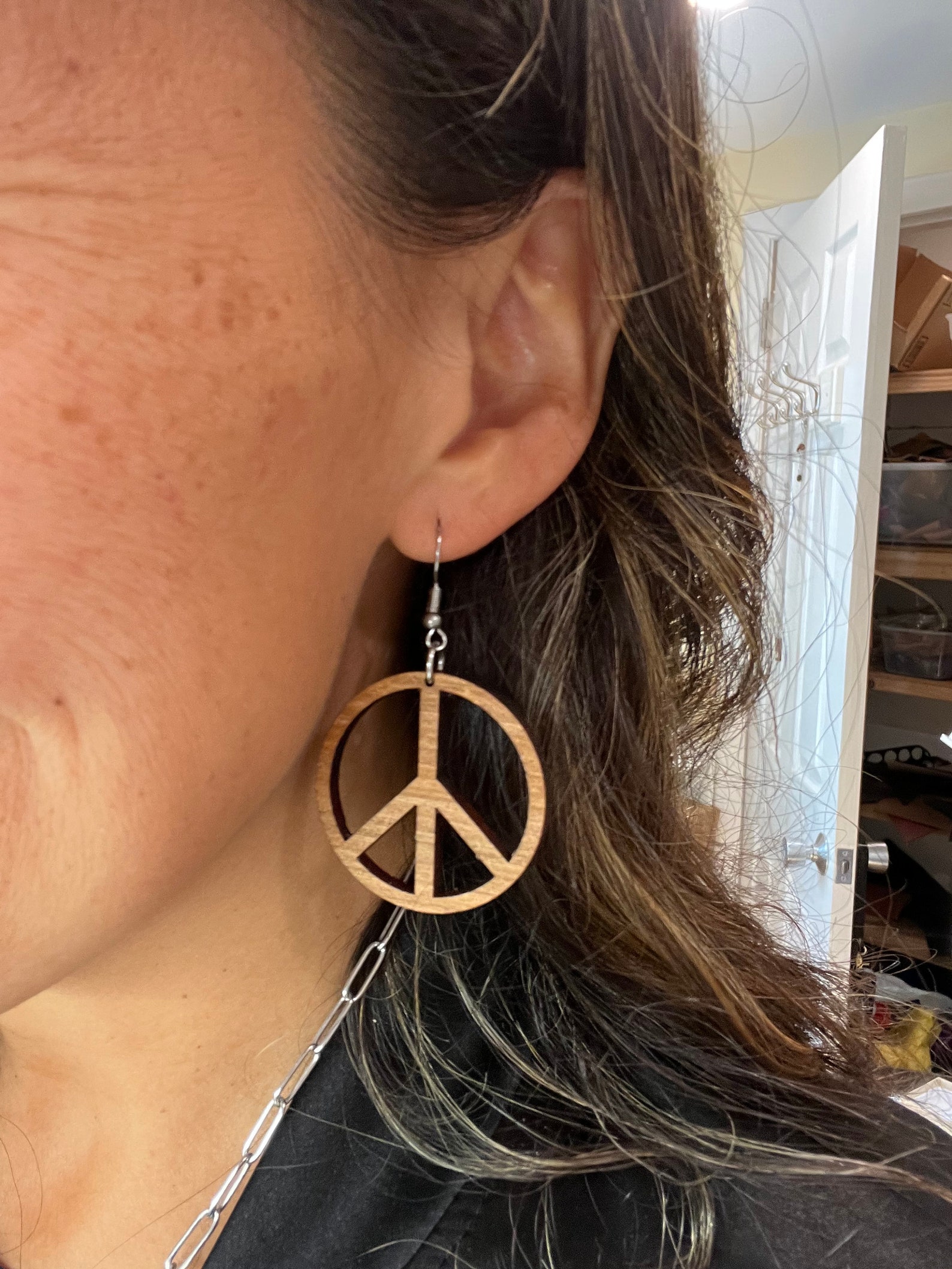 Wooden Peace Sign Earrings, Peace Sign Earrings, Peace Earrings, Wooden ...