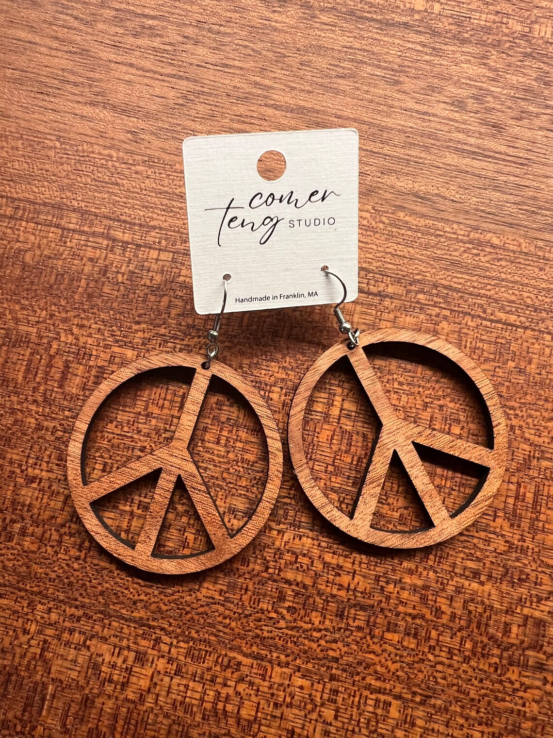 Wooden Peace Sign Earrings, Peace Sign Earrings, Peace Earrings, Wooden ...