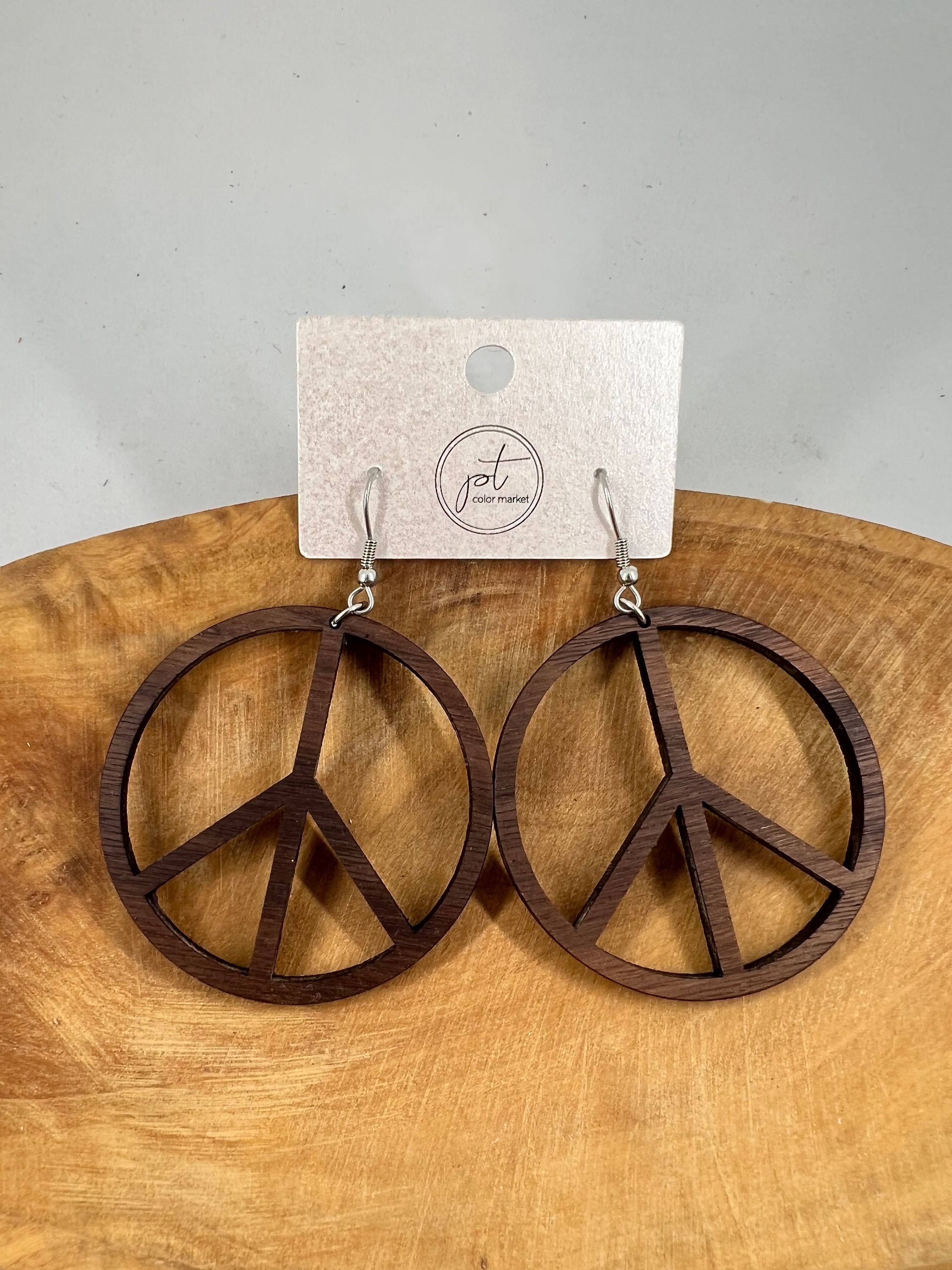 Wooden Peace Sign Earrings Peace Sign Earrings Peace - Etsy