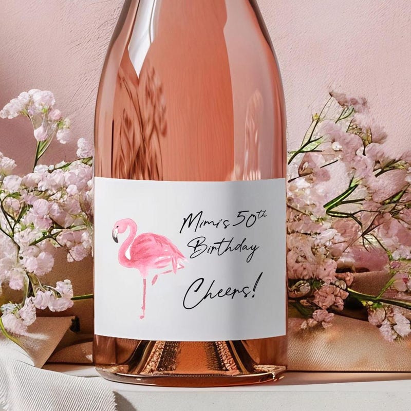 Flamingo Wine Label - Etsy