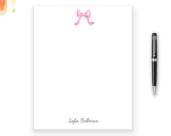 Personalized Watercolor Pink Bow Notepad, Women Bow Notepad - Etsy