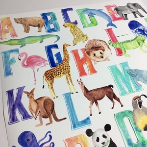 Animal ABC chart Watercolor Animal Art Abc print Original | Etsy