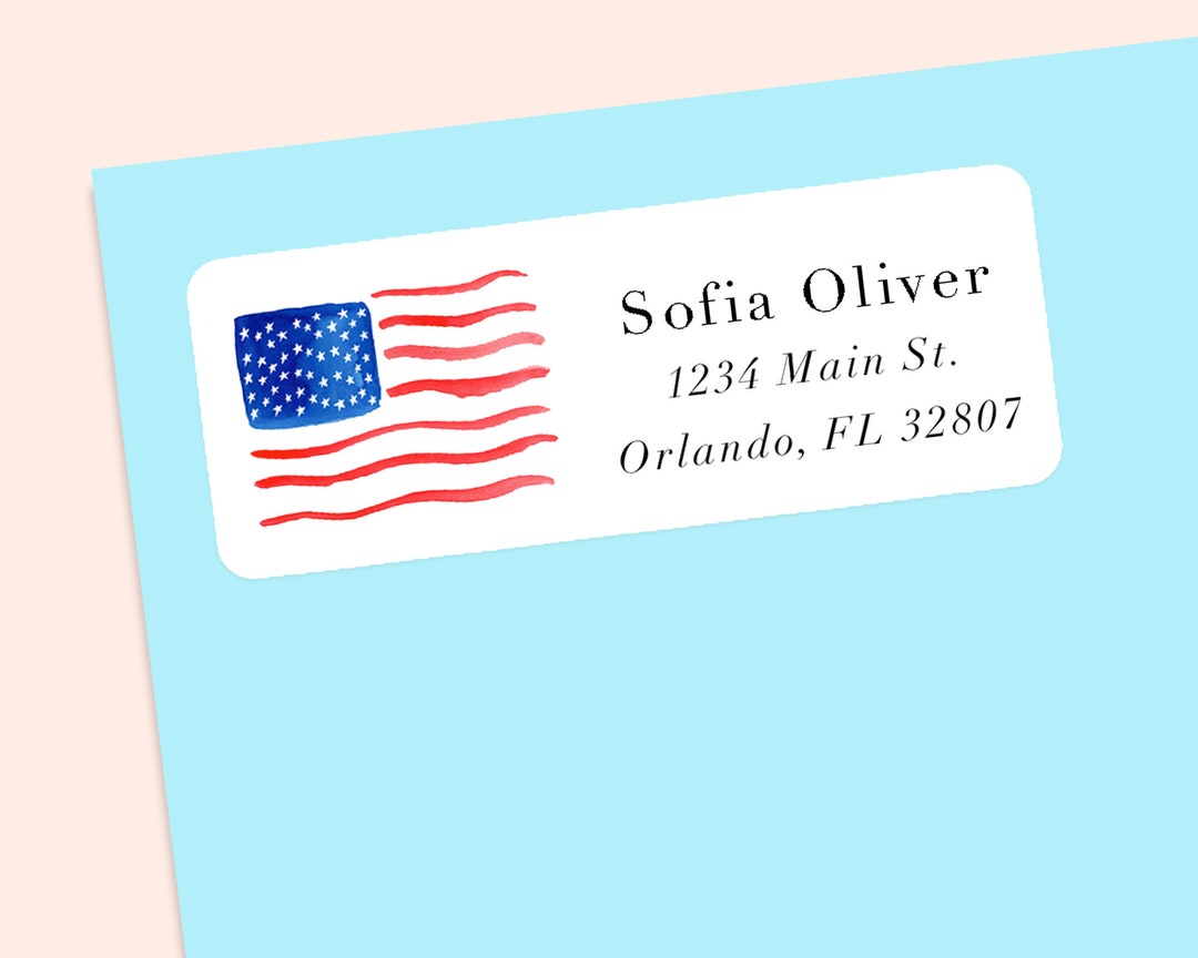 American Flag Address Label Stickers, Envelope Stickers, Custom Flag ...