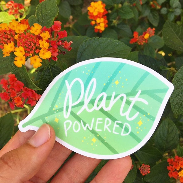 Plant Powered Stickers Vegan Stickers Vegetarian Best | Etsy
