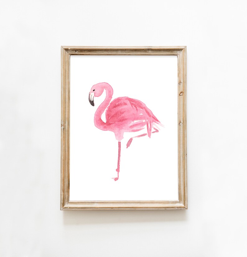 Watercolor Flamingo Print Ocean Art Nautical Print Coastal | Etsy